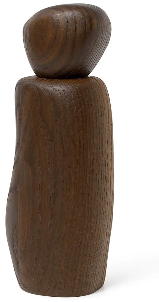 ferm LIVING Dřevěný mlýnek s keramickým strojkem Pebble Dark Brown, hnědá barva, dřevo, keramika