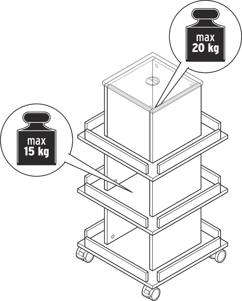 Tchibo - Věžový regál s úložným prostorem - barva: bílá