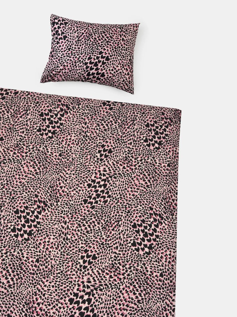 Sinsay - Ložní souprava s motivem srdcí ve stylu leopardího vzoru - béžová