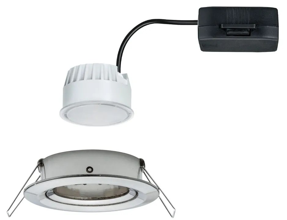Paulmann 93446 LED Coin Nova round, kulatá bodovka v úpravě broušené oceli, 1x6,5W LED 2700K, prům.8,4cm