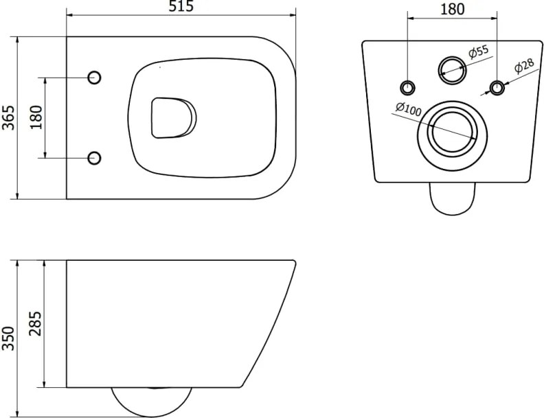 Mexen Madox WC mísa Rimless s pomalu klesající deskou slim, duroplast, černá mat - 30154070