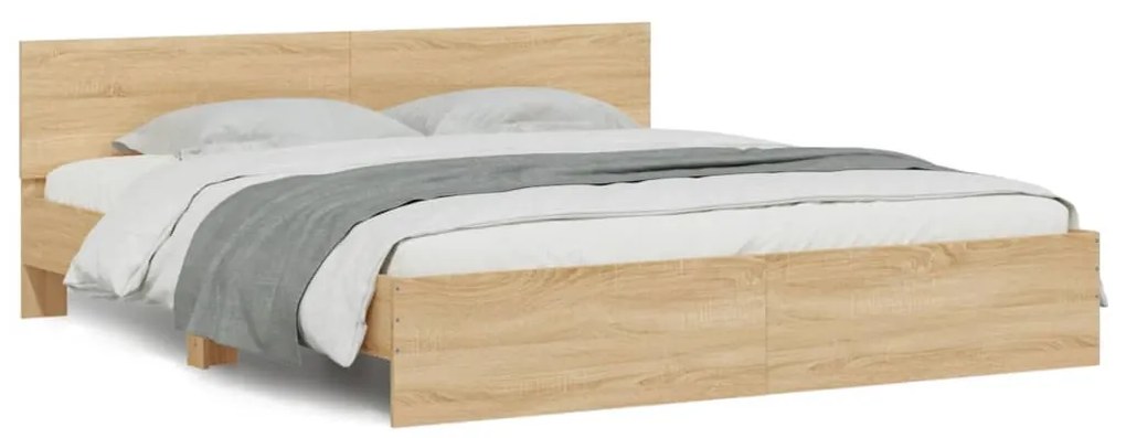 vidaXL Rám postele s čelem dub sonoma 160 x 200 cm