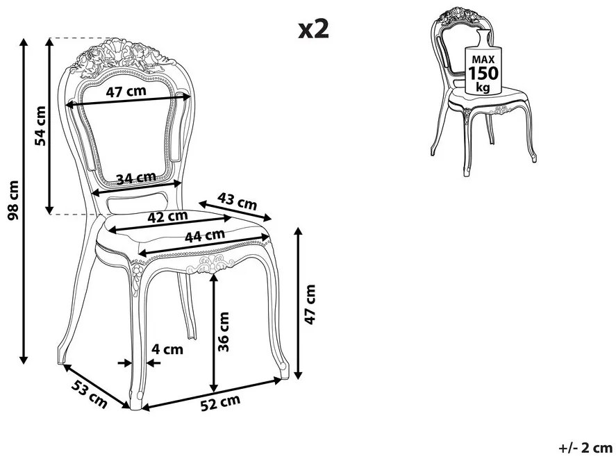 Sada 2 průhledných jídelních židlí VERMONT II Beliani