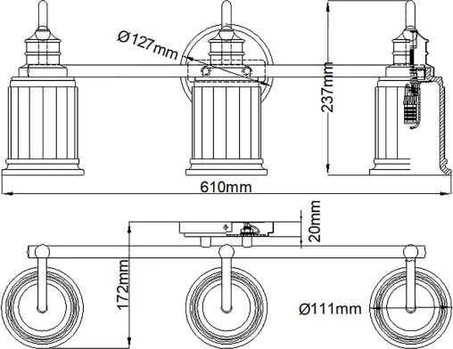 Quoizel QZ-SWELL3-BB-BATH-LED Koup. nást. svítidlo SWELL 3xG9/3W/230V IP44 zlatá