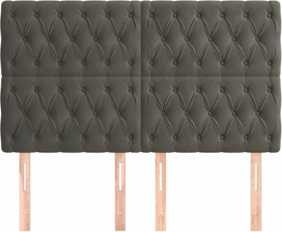 Čelo postele tmavě šedé 160x7x118/128 cm sametové 3116723