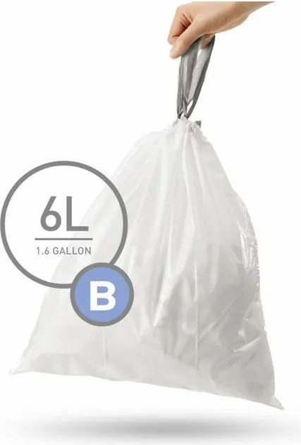 Stahovací sáčky na odpadky 6 l, typ B - 30 ks, bílá