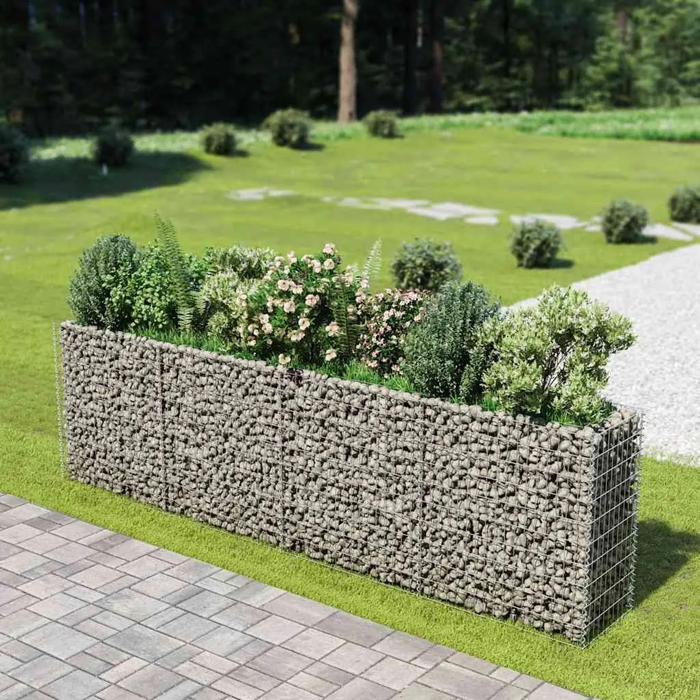 Gabionový vyvýšený záhon pozinkovaná ocel 360 x 50 x 100 cm 143560