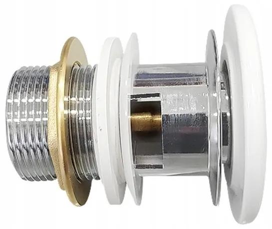 Cersanit uzavíratelná umyvadlová výpusť kulatá - keramická, ClickClack, velká zátka, s přepadem, bílá, K99-0223