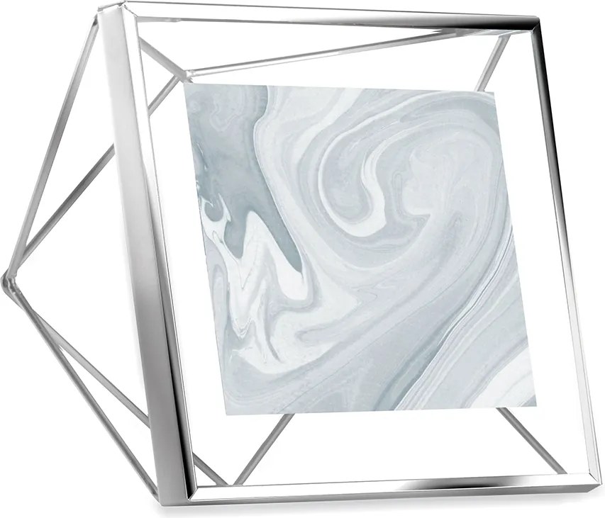 Umbra, Geometrický fotorámeček Prisma 10 x 10 cm | stříbrný
