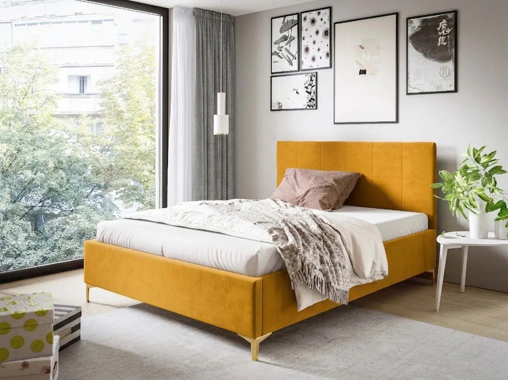 Eka Čalouněná postel SMART+ 120x200 cm Barva látky Trinity: Světle růžová (Trinity 2319), Úložný prostor: Bez úložného prostoru, Barva nožek postele: Stříbrná