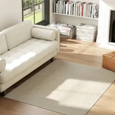 HOMCOM koberec do obývacího pokoje 120x160 cm, pratelný v pračce, dlouhý měkký vlas, moderní styl, krémový