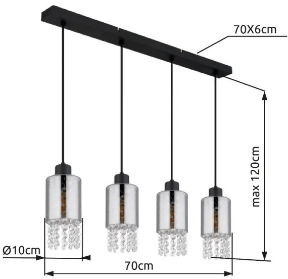 Globo 15799-4H - Lustr na lanku BACKEY 4xE27/40W/230V černá