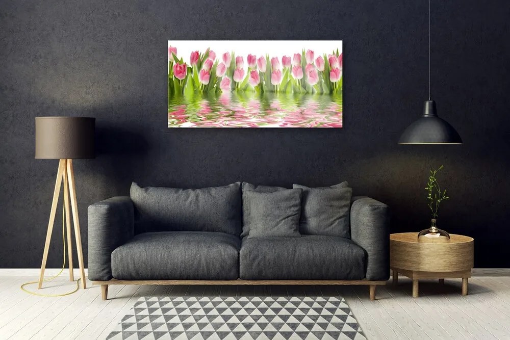 Obraz na skle Tulipány Rostlina Příroda 125x50 cm