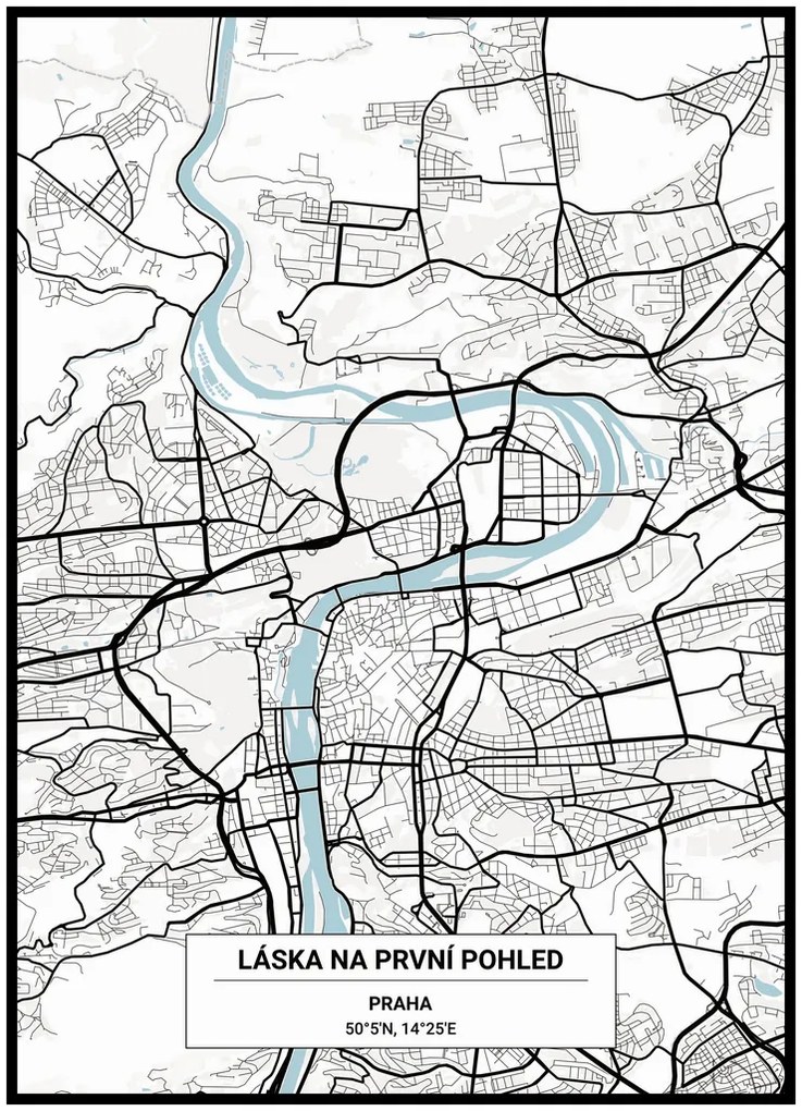 Jen tak z lásky Plakát Mapa vašeho místa Rozměr plakátu: 50 x 70 cm, Barevná varianta: Černá