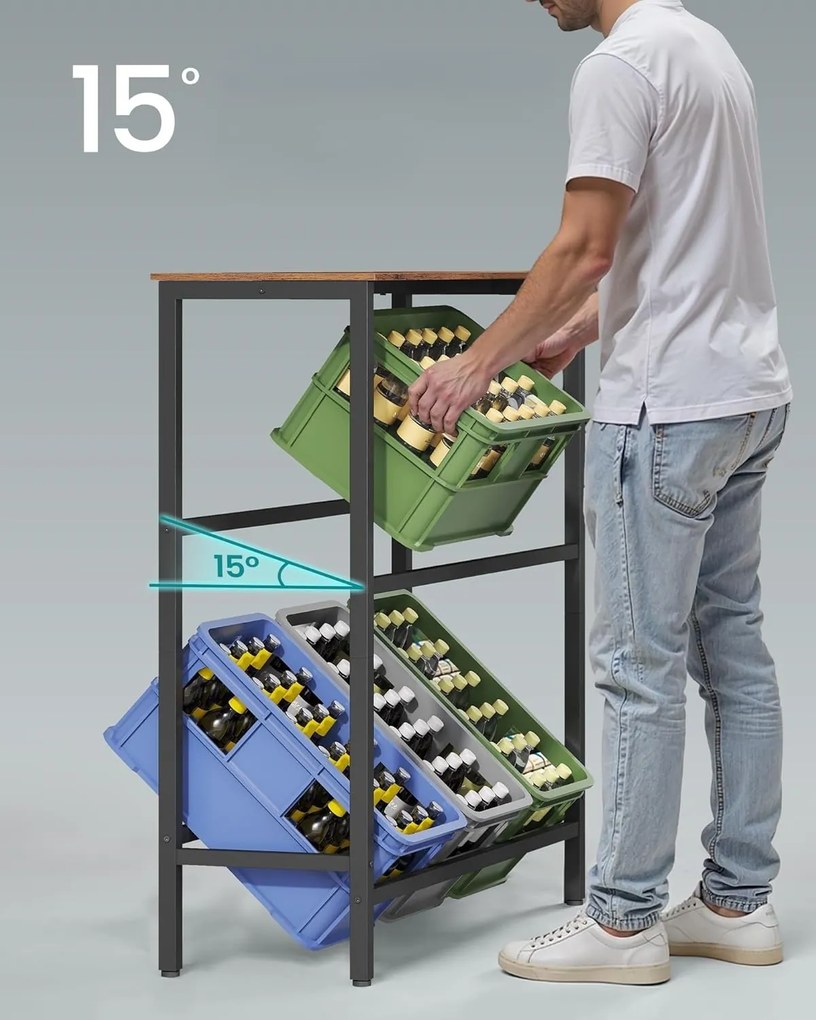 Kuchyňský regál na přepravky Jogin 105,4 cm černý/hnědý