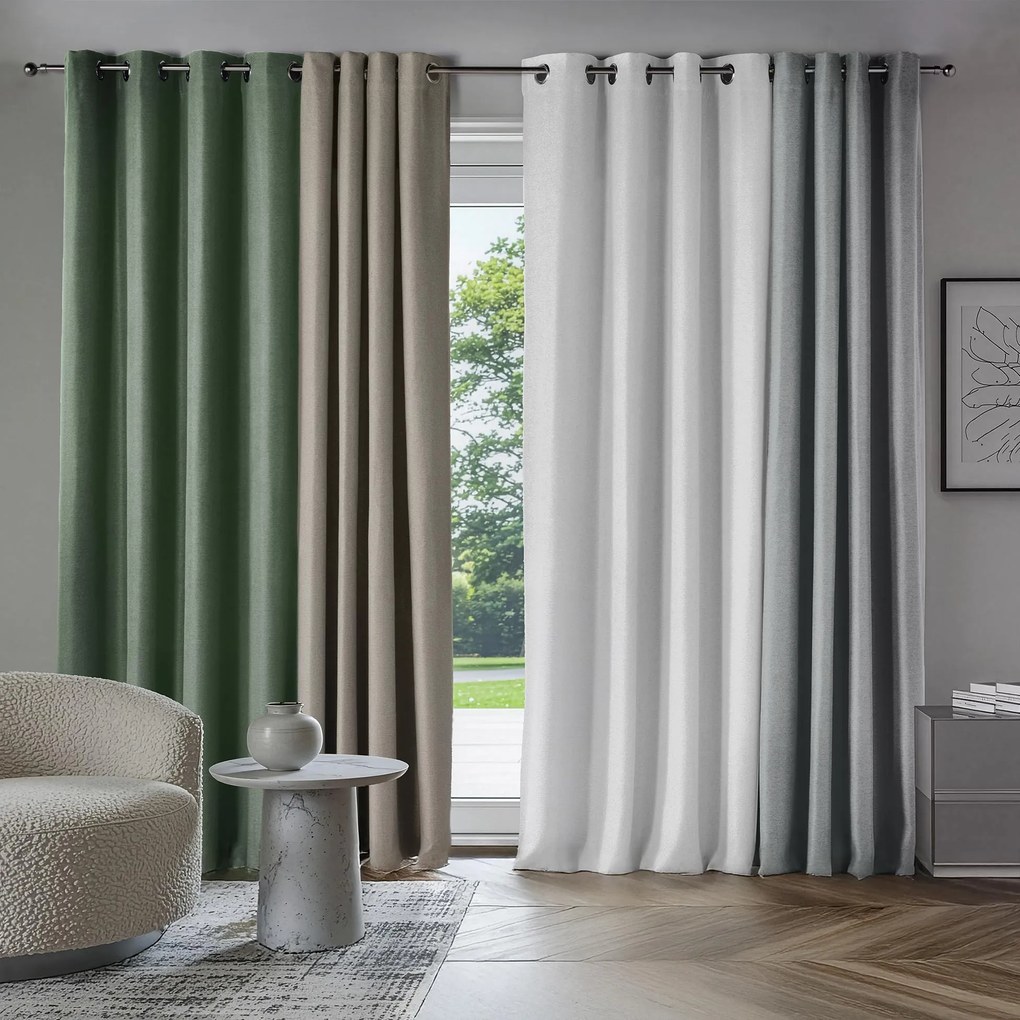 Záclona na průvlecích CHAMBRAY CHINEA CEDRE, 135 x 240 cm, zatemňující