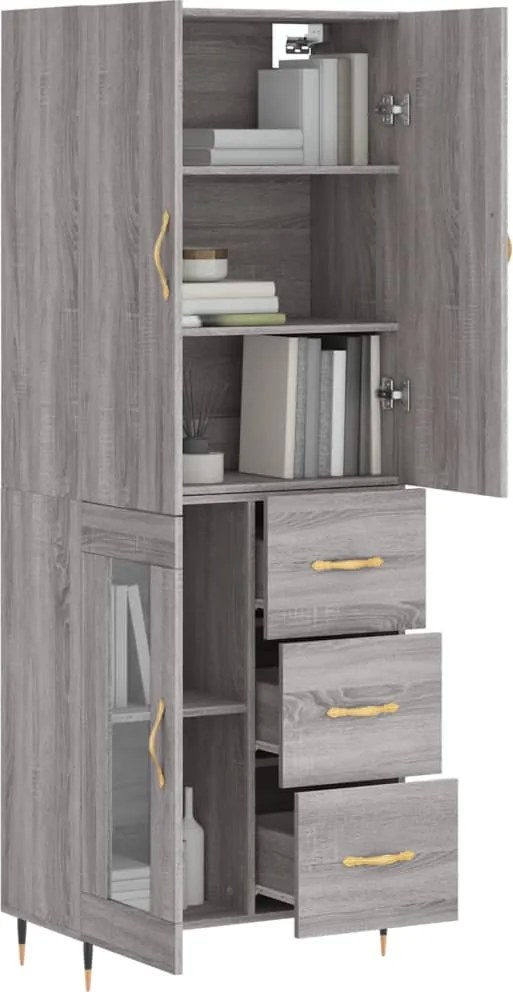 Skříň highboard šedá sonoma 69,5 x 34 x 180 cm kompozitní dřevo 3195945