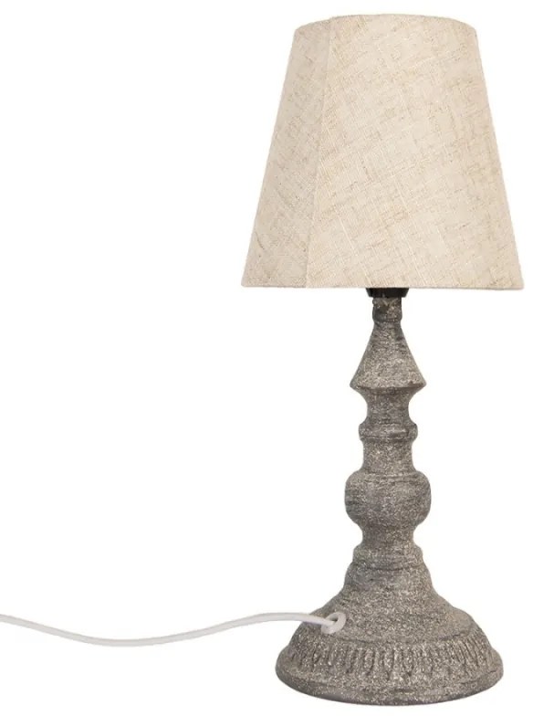 Šedá lampa s béžovým stínidlem – 14x32 cm