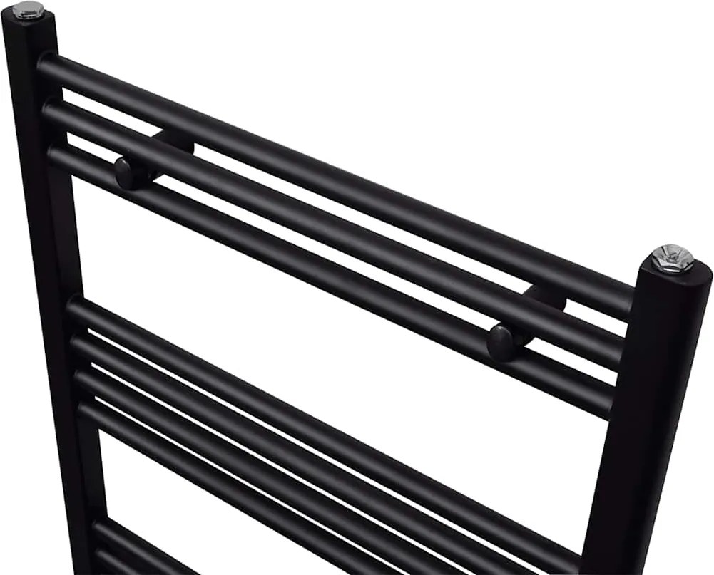 Černý žebříkový radiátor na ručníky rovný ústřední topení 500x1160 mm 141907