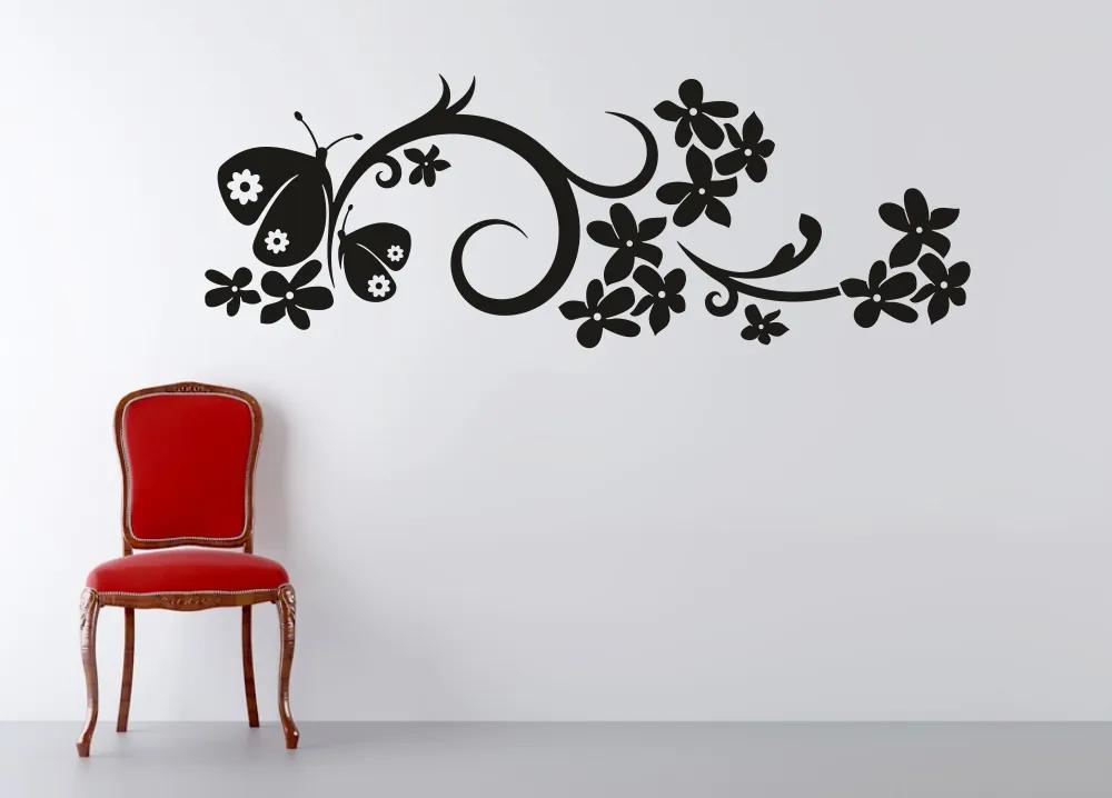 WALLVINIL Samolepky na zeď - Ornament 12 Barva: Černá, Velikost: 100x36 cm
