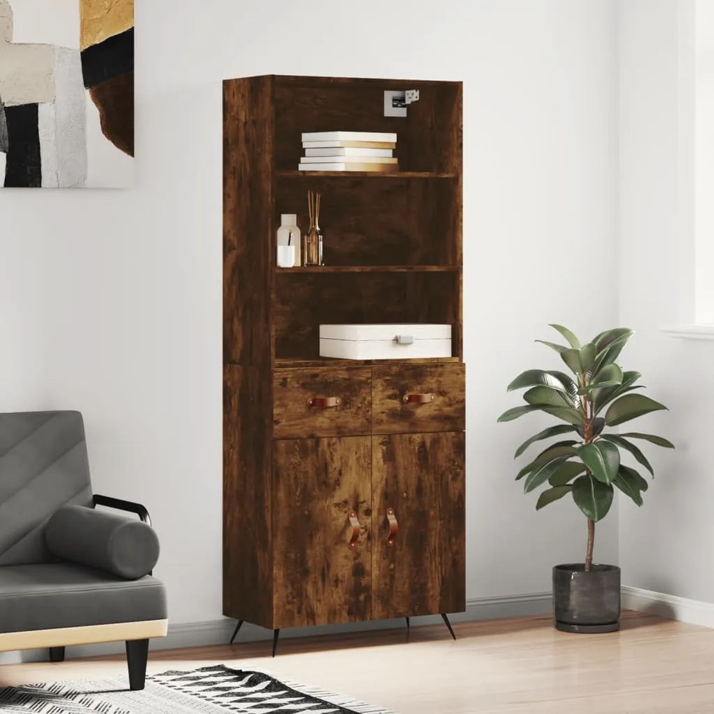 Skříň highboard kouřový dub 69,5 x 34 x 180 cm kompozitní dřevo,  3200494