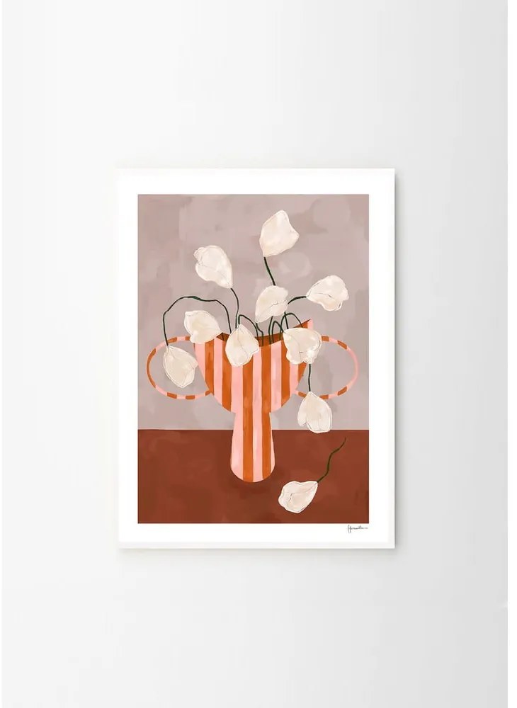 Plakát 50x70 cm White Flowers in Striped Vase – Frankie Penwill – The Poster Club