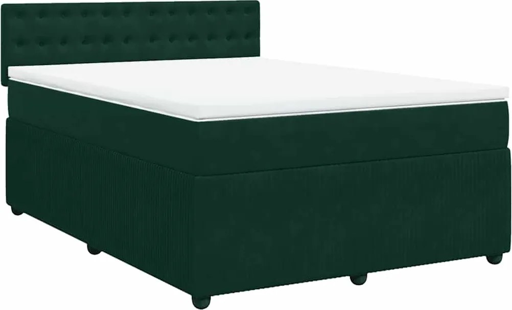 Box spring postel s matrací tmavě zelená 140x200 cm samet 3290073