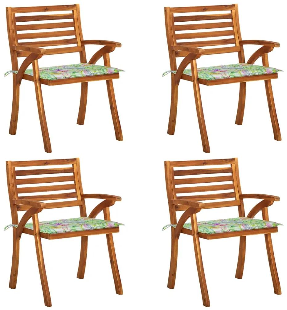 3075186 vidaXL Zahradní židle s poduškami 4 ks masivní akáciové dřevo