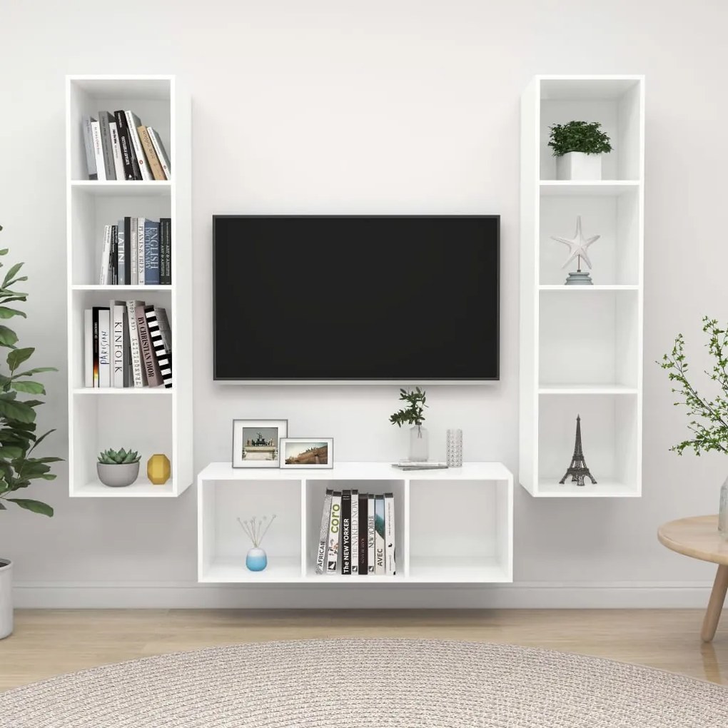 3dílná sada TV skříněk bílá dřevotříska 3079754
