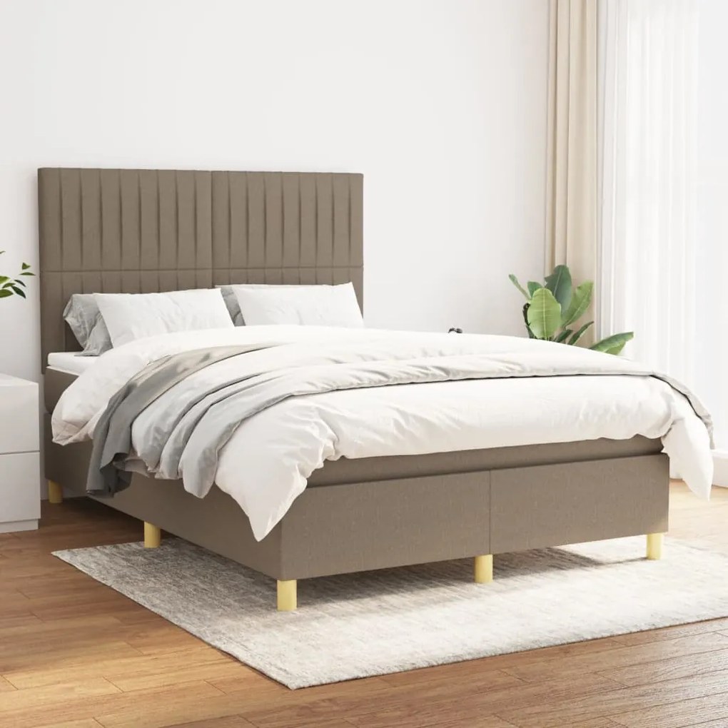 Box spring postel s matrací taupe 140x200 cm textil,  3142501