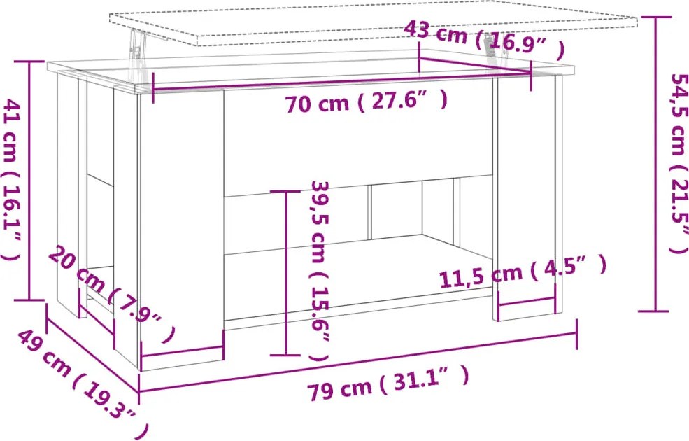 vidaXL Konferenční stolek 79 x 49 x 41 cm kompozitní dřevo [809711] Barva: bílá s vysokým leskem