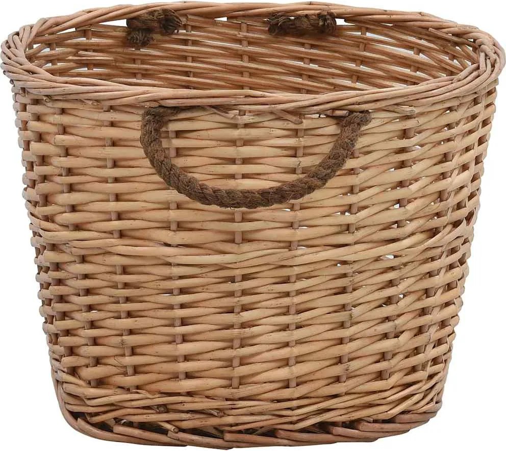 Koš na dřevo s držadly 56 x 40 x 28 cm přírodní vrba 286982