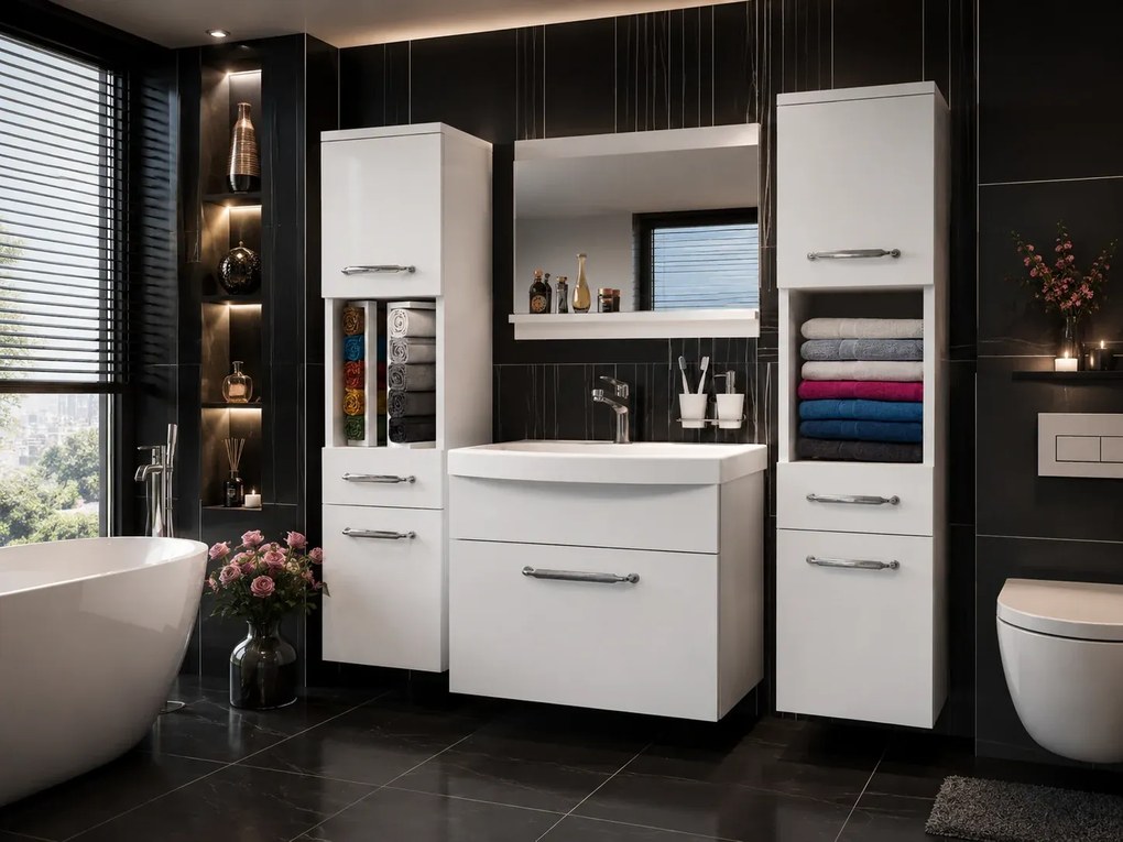 Koupelnový nábytek skříňky s umyvadlem a zrcadlem bílá matná  ROD PRIMO M 6/0/W/W/0/ZINC