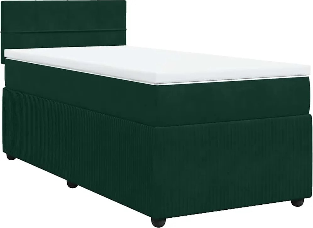 Box spring postel s matrací tmavě zelená 80 x 200 cm samet 3289893