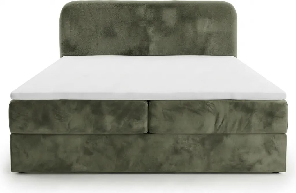 Čalouněná postel boxspring FORENA 140x200 cm tmavě zelená Matrace: Matrace Bonell pružinová