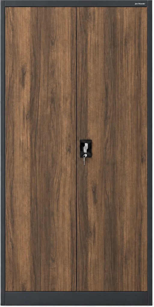 Kovová skříň s úložným prostorem antracitová/ořech, 900x1850x450 mm: TOMASZ Eco Design