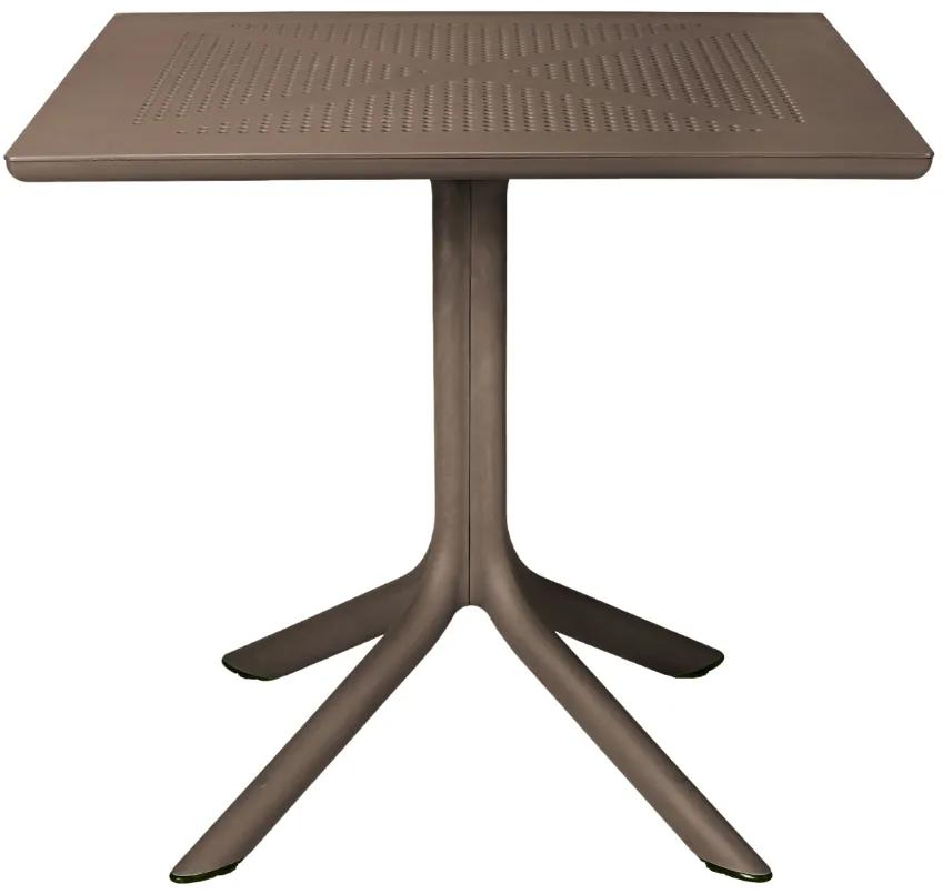 Nardi Tmavě hnědý plastový zahradní stůl Clip 80 x 80 cm