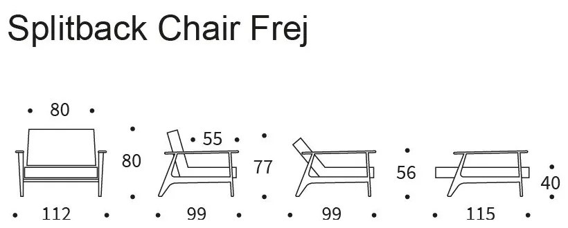 Oranžové rozkládací křeslo s dřevěnými područkami Innovation Splitback