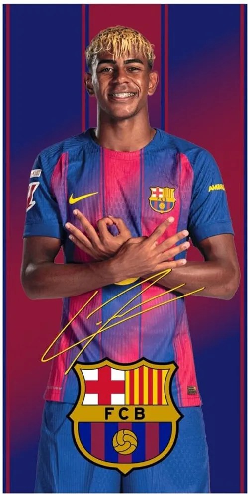 Rychleschnoucí osuška z mikrovlákna FC Barcelona - motiv Lamine Yamal - 70 x 140 cm