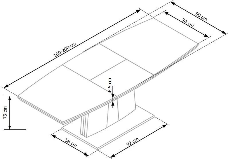 Jídelní rozkládací stůl RAFAELLO –⁠ 160x90x76 (+60), dub sonoma