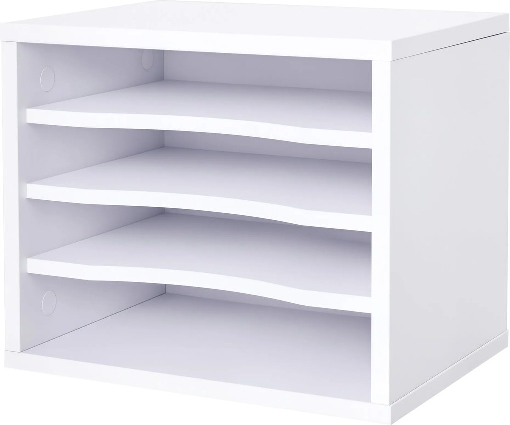 Vinsetto Bílý Dřevěný Organizér na Stůl s 4 Úrovněmi Stojan na Tiskárnu Rozměry 35,5D x 25Š x 28,6V cm | Aosom