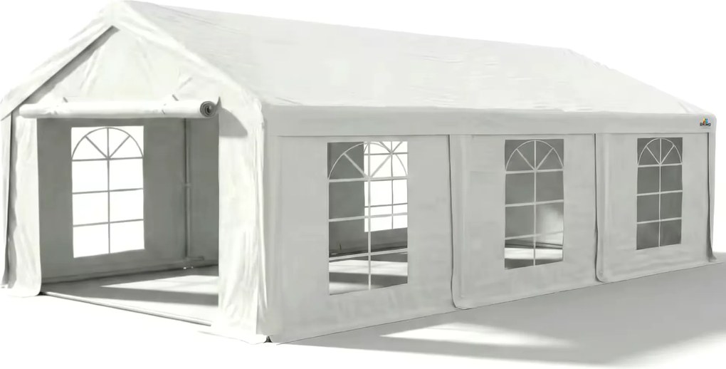 Zahradní párty stan 5x6 m PVC (500 g/m²) – Bílý, kompletní s bočními stěnami - -