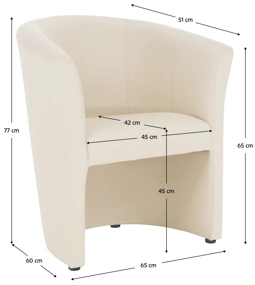 Klubové křeslo TRION - ekokůže, béžová