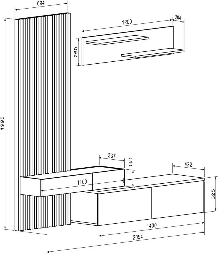 Obývací stěna Sidiro, dub artisan / krémová
