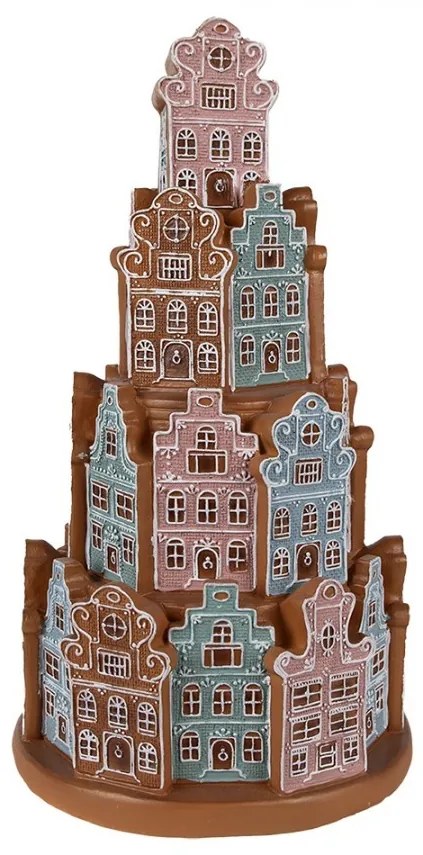 Svítící perníková věž z barevných chaloupek Gingerbread House - Ø 18*33 cm / 3*AAA