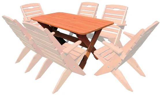 Drewmax MO109 stůl - Zahradní stůl z masivního smrkového dřeva 140x75x67cm - Ořech