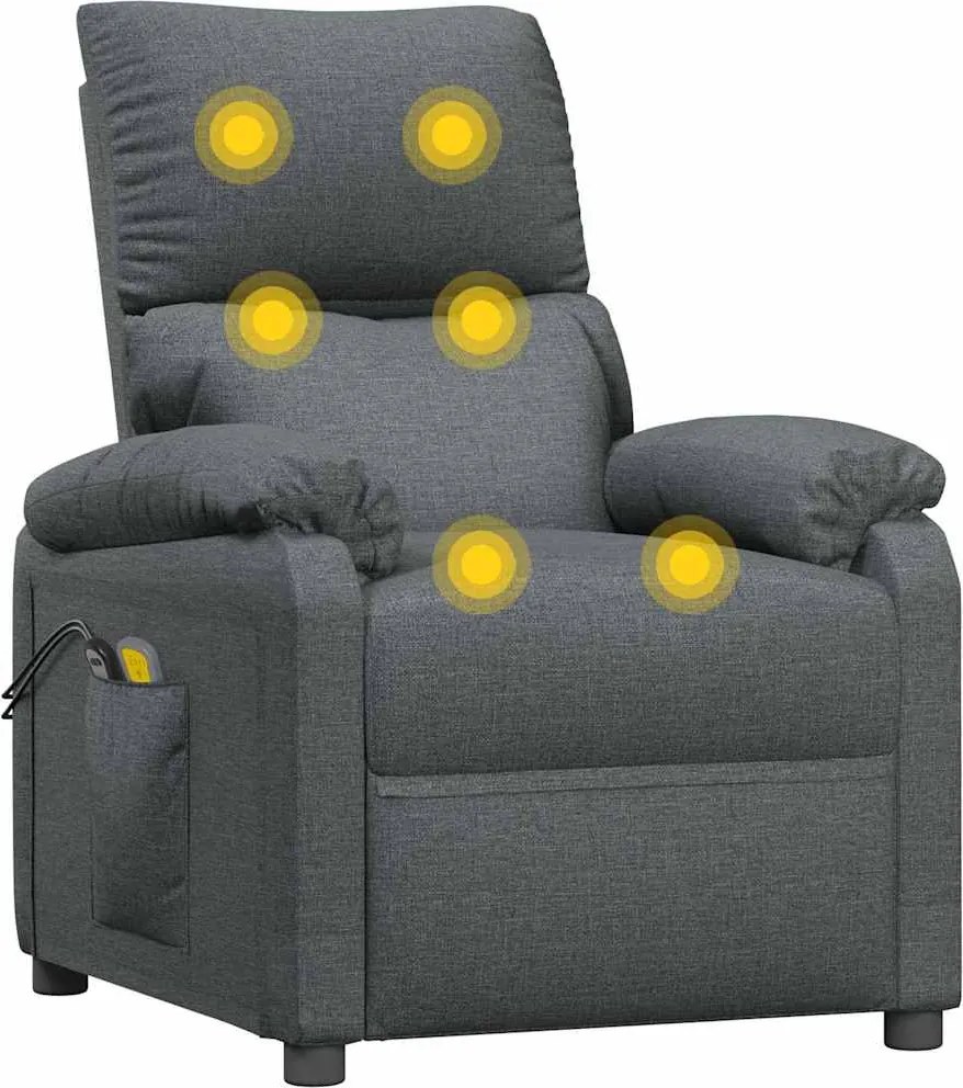Elektrické masážní křeslo tmavě šedé textil 3073828