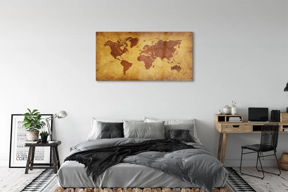 akrylový obraz Starý hnědý mapa 125x50 cm