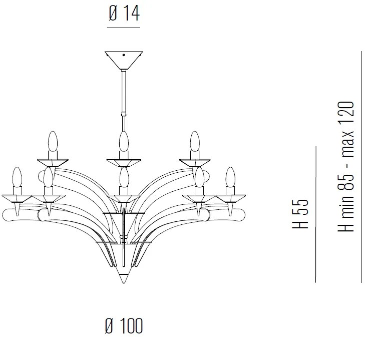 Metal Lux 197.112 Icaro, závěsné svítidlo 12xE14, chrom/křišťálové sklo, průměr 100cm
