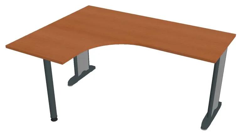 Stůl ergo oblouk pravý 160×120 cm - Hobis Flex FE 60 P Dekor stolové desky: třešeň, Barva nohou: černá